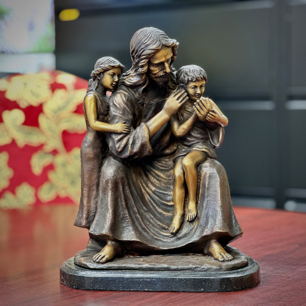 Little Children With Jesus Tabletop Bronze Sculpture ...