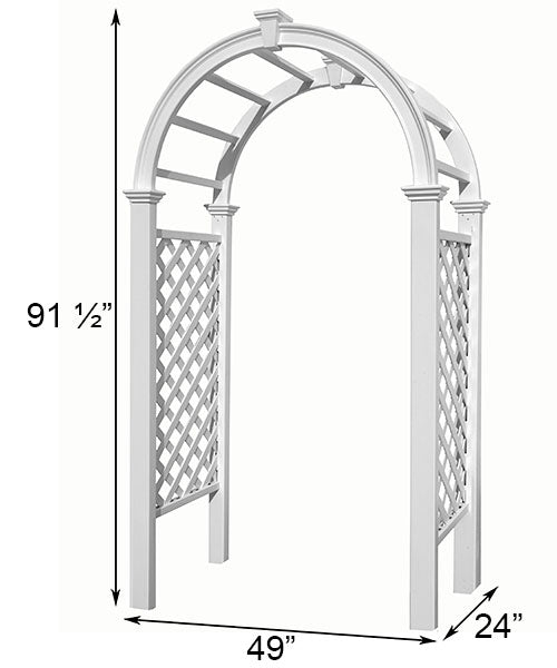Vienna’s Garden White Vinyl Arbor– inthegardenandmore.com