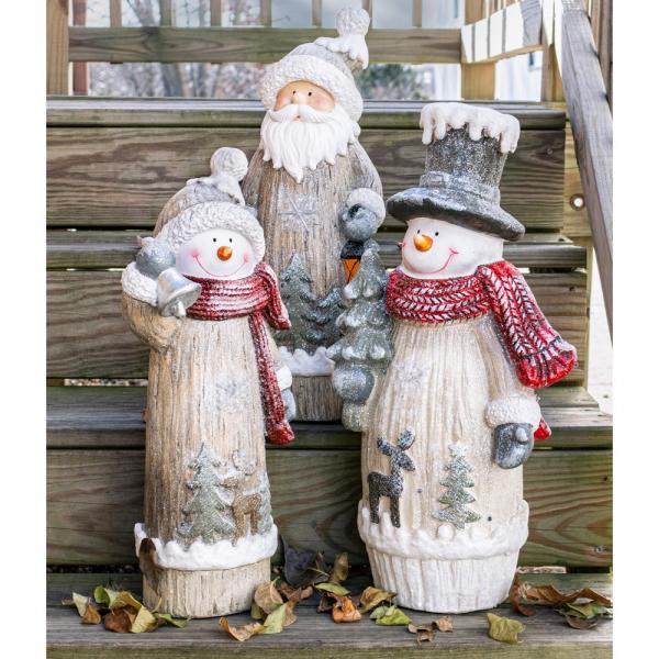 Christmas Snowmen and Santa LED Door Greeter Statuary Set