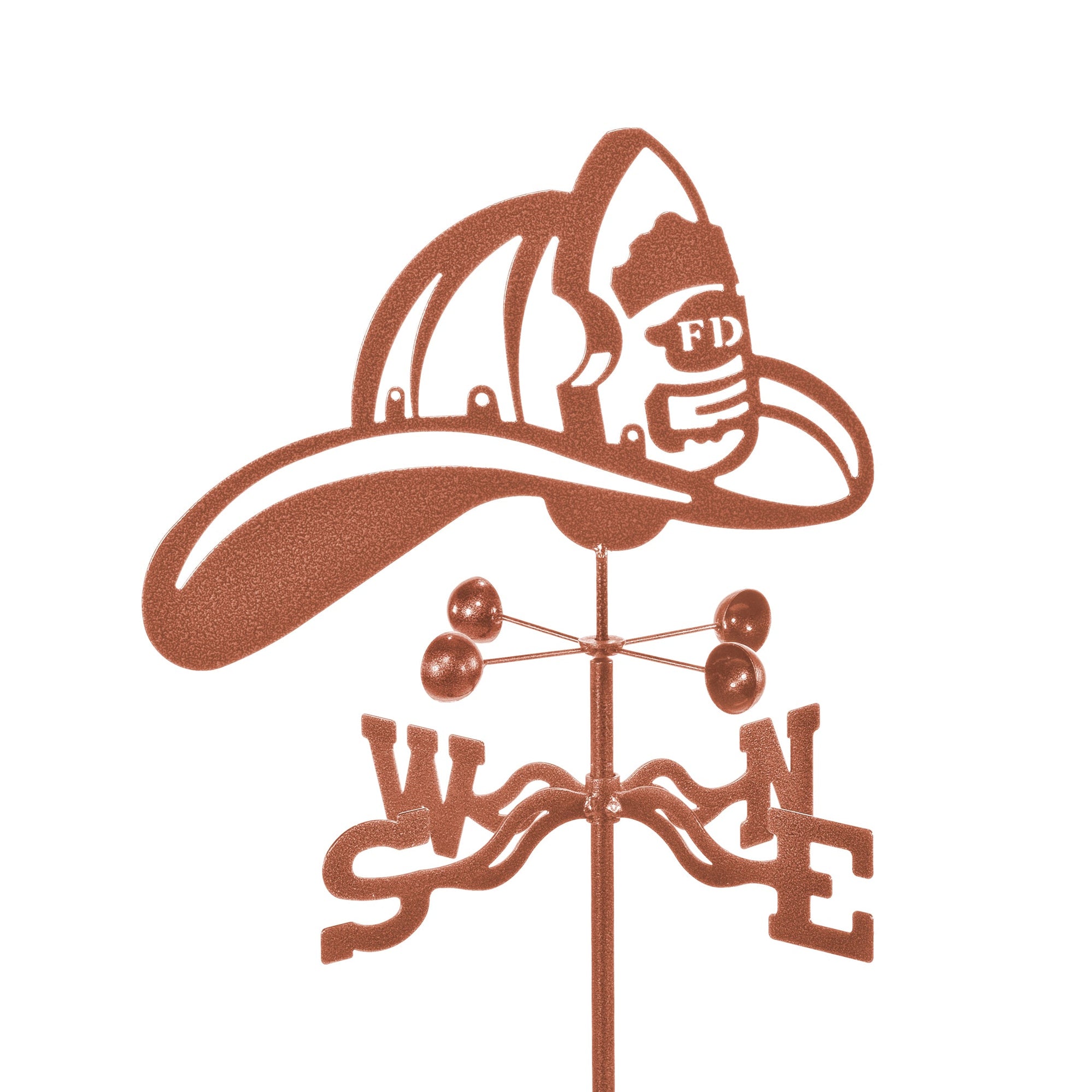 Fireman’s Helmet Rain Gauge Garden Stake Weathervane