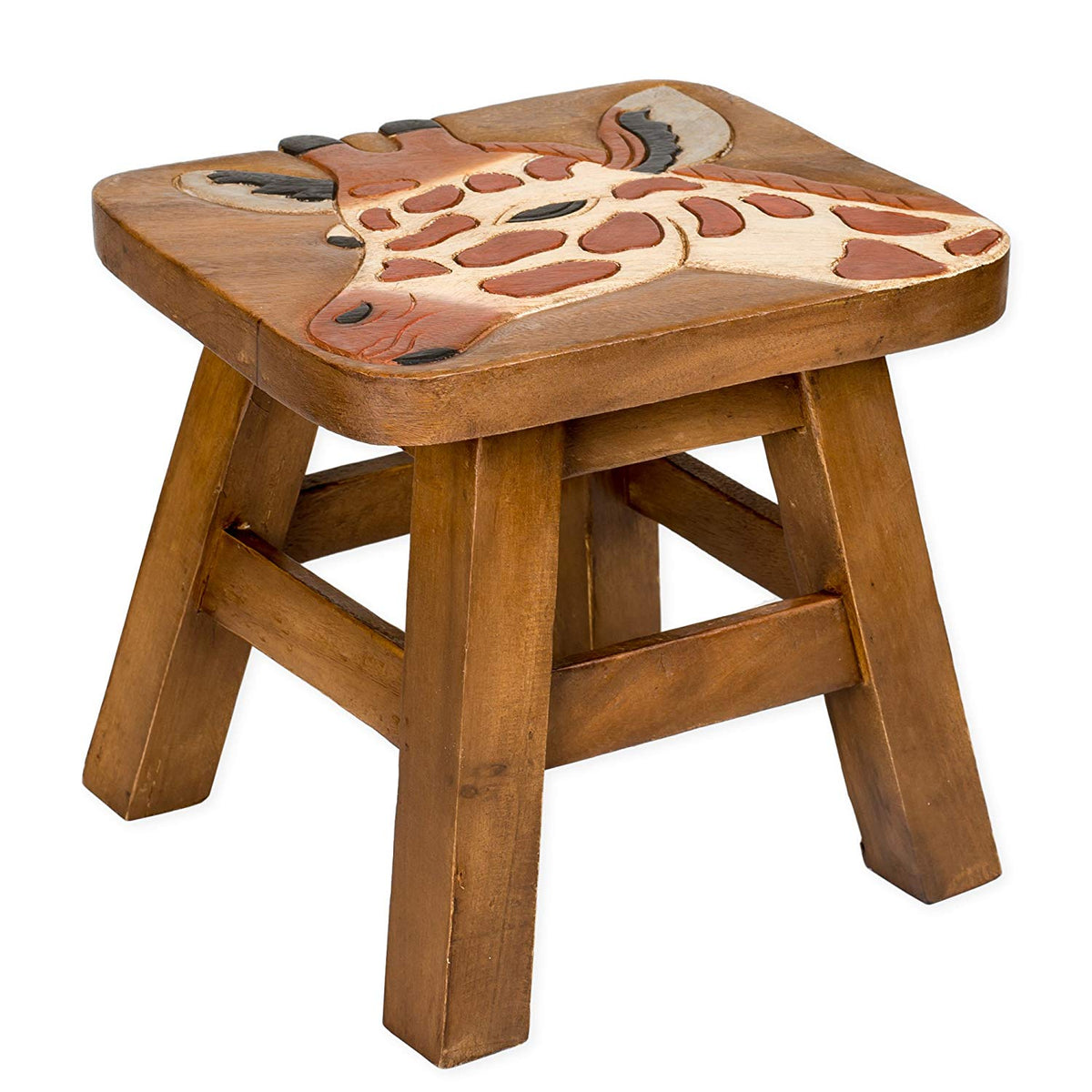 Giraffe Handcrafted Wood Stool Footstool | Kids Approved