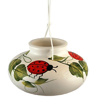 Ladybug Handcrafted Ceramic Hummingbird Feeder