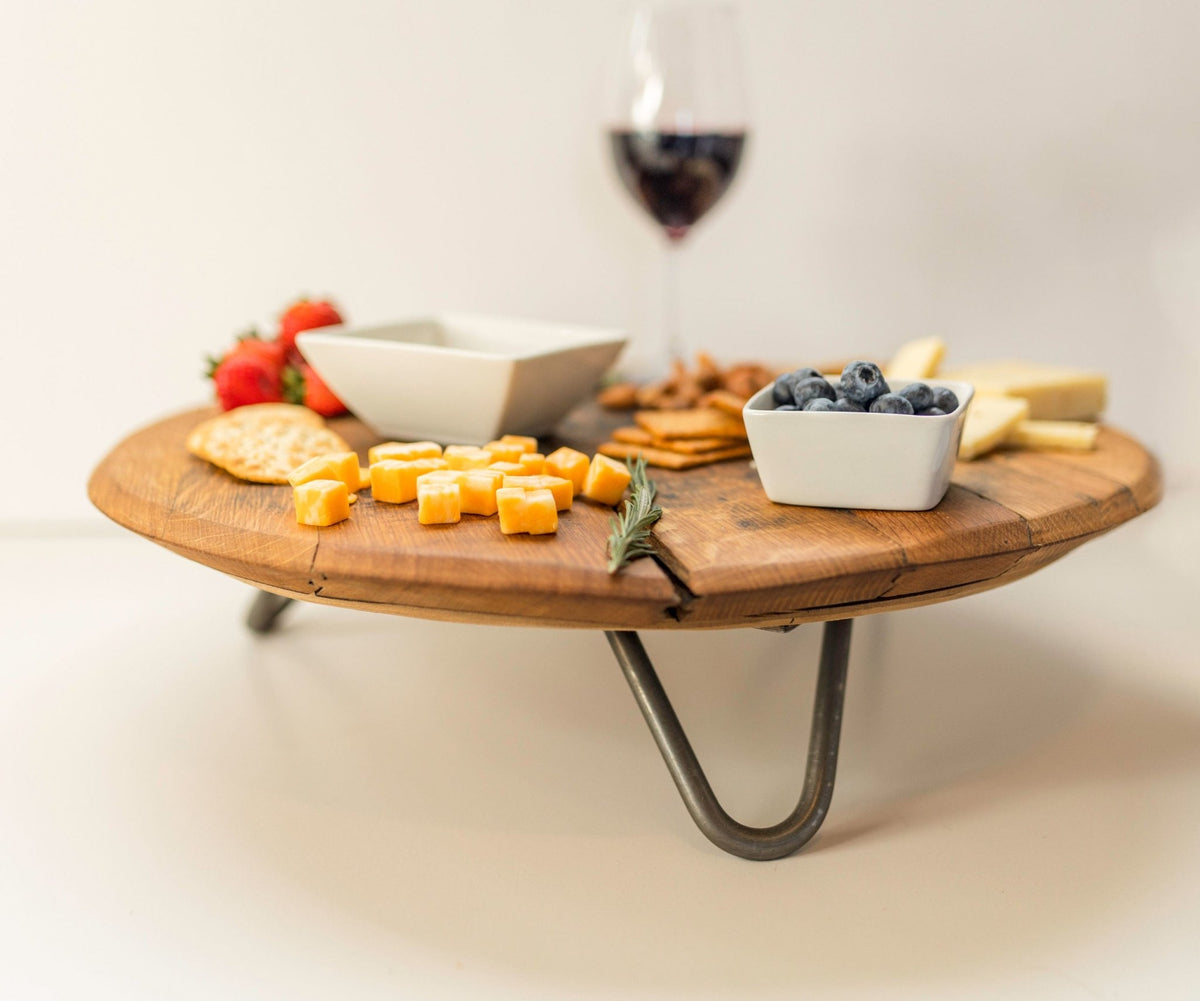 Reclaimed & Repurposed Whiskey Barrel Head Food Riser