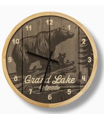 Rustic Lodge Bears Wall Clock - Can Be Personalized