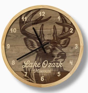 Rustic Lodge Deer Wall Clock - Can Be Personalized