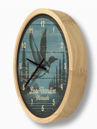 Rustic Lodge Loon Bird Wall Clock - Can Be Personalized