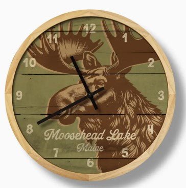Rustic Lodge Moose Wall Clock - Can Be Personalized