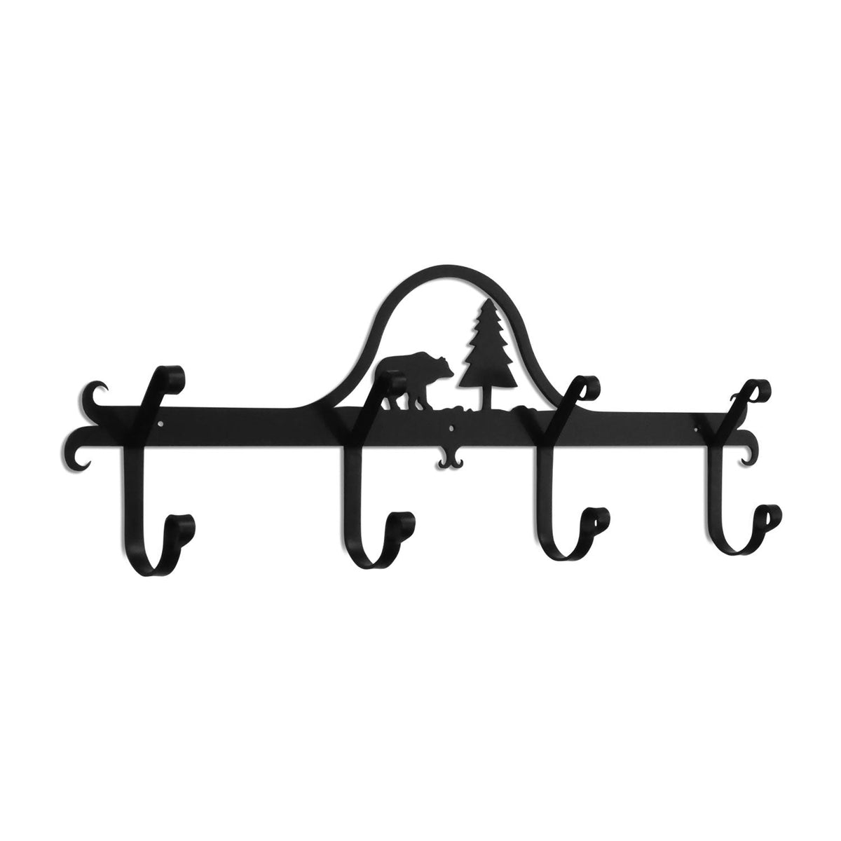 Wilderness Bear Wrought Iron Wall Mounted Coat Rack
